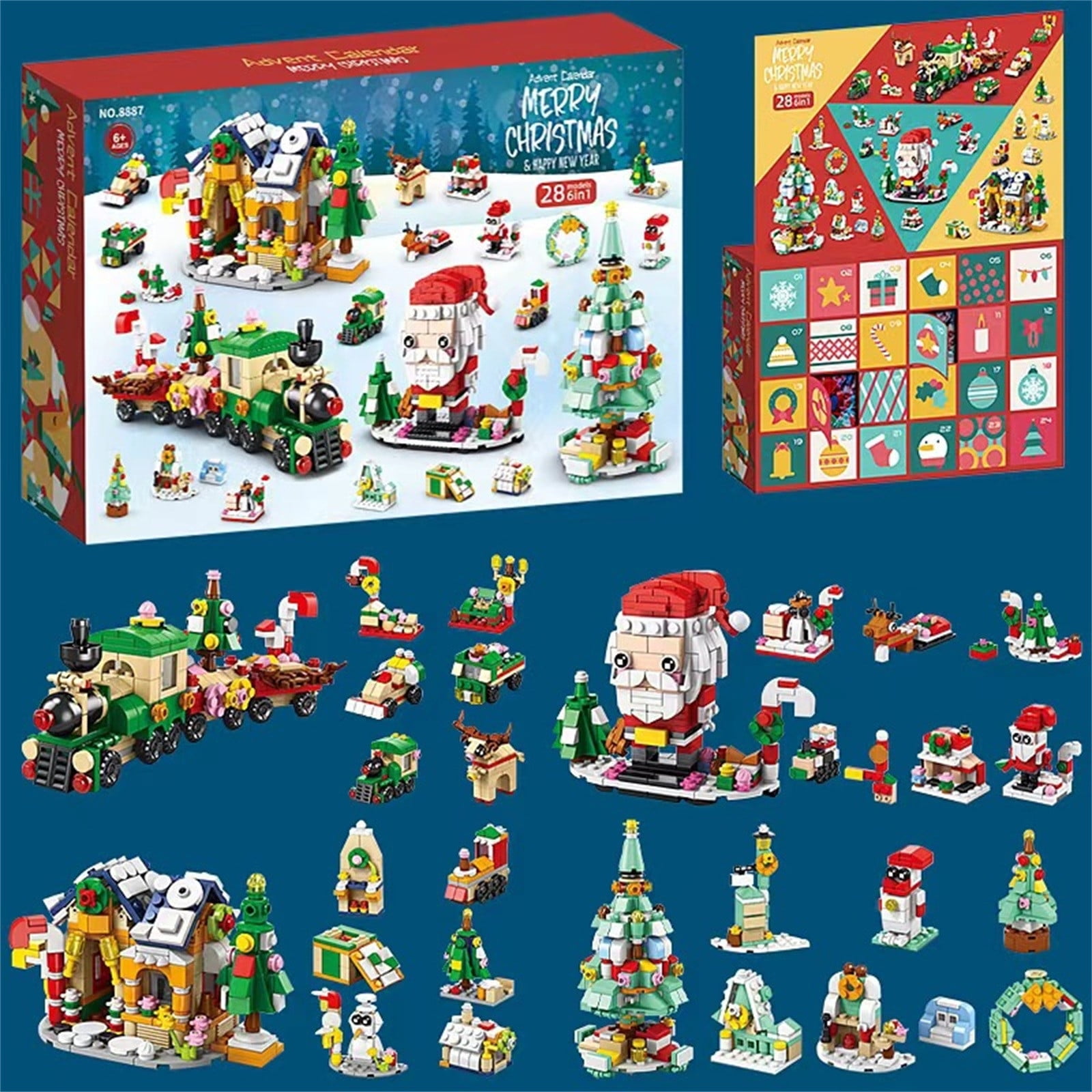 Building Block Christmas Advent Calendar 2025，24 Days Children's ...