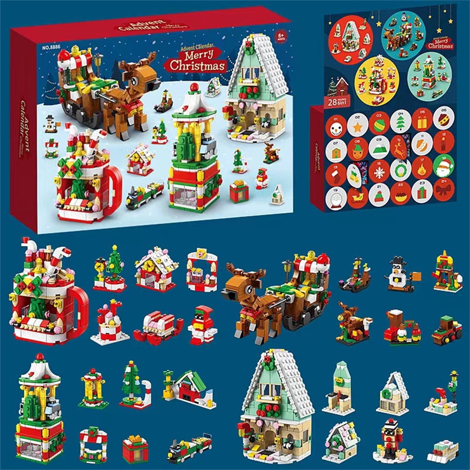 Building Block Christmas Advent Calendar 2025，24 Days Children's ...