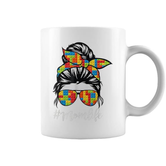 Building Block Messy Bun Mom Life Master Builder Coffee Mugs - Walmart.com