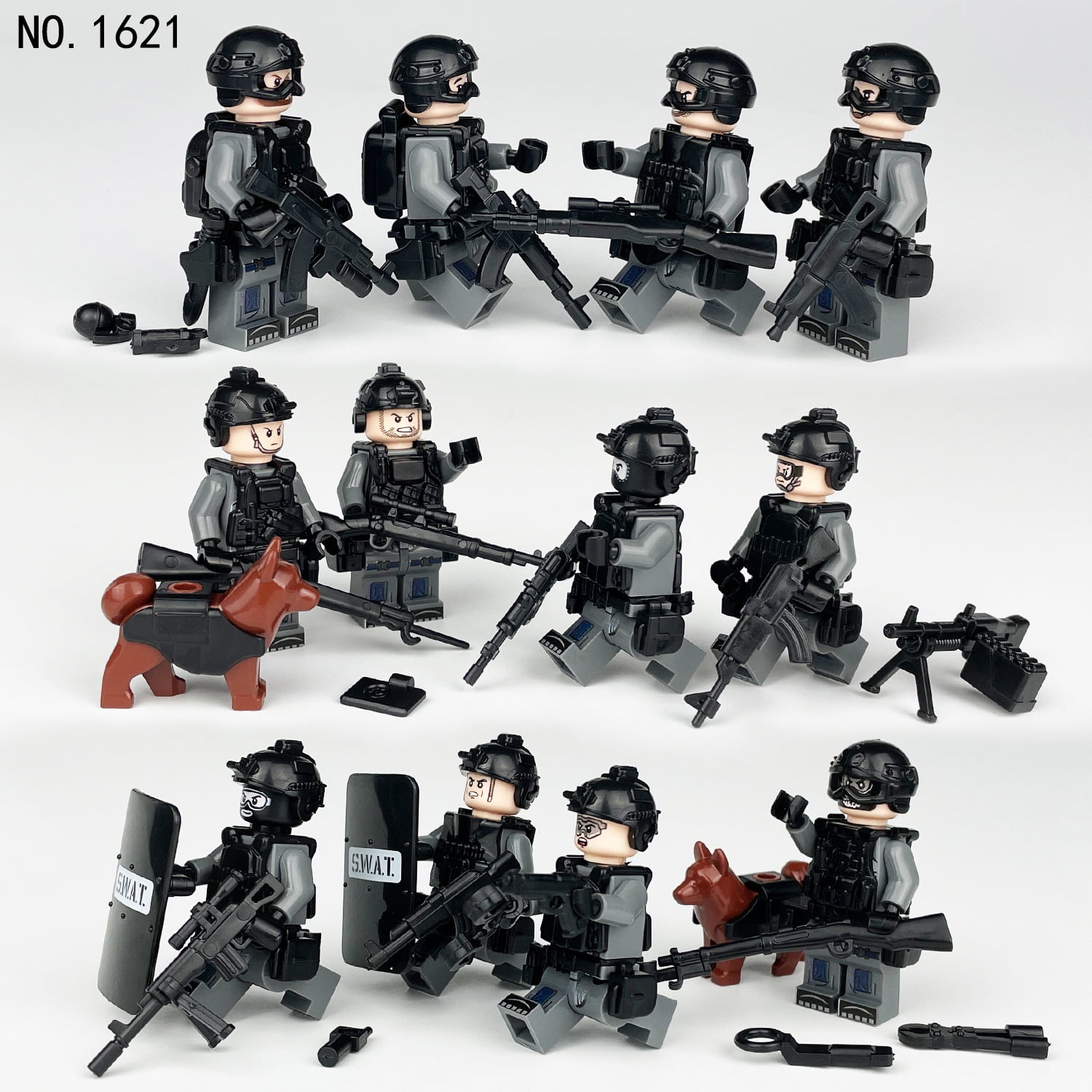 Building Block Minifigures SWAT Team Set, Police Mini Figure with ...