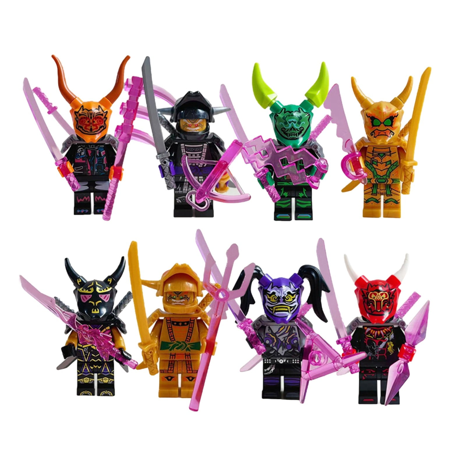 Building Block Ninja Minifigures 8 Pack, Ninja Action Figure 2 Inch ...