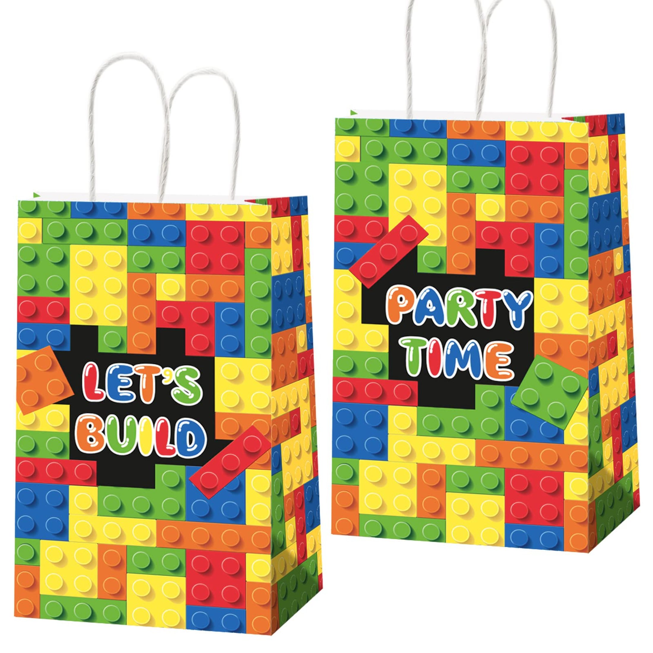 Building Block Party Favor Bags - 12 Pack Colorful Goodie Bags with ...