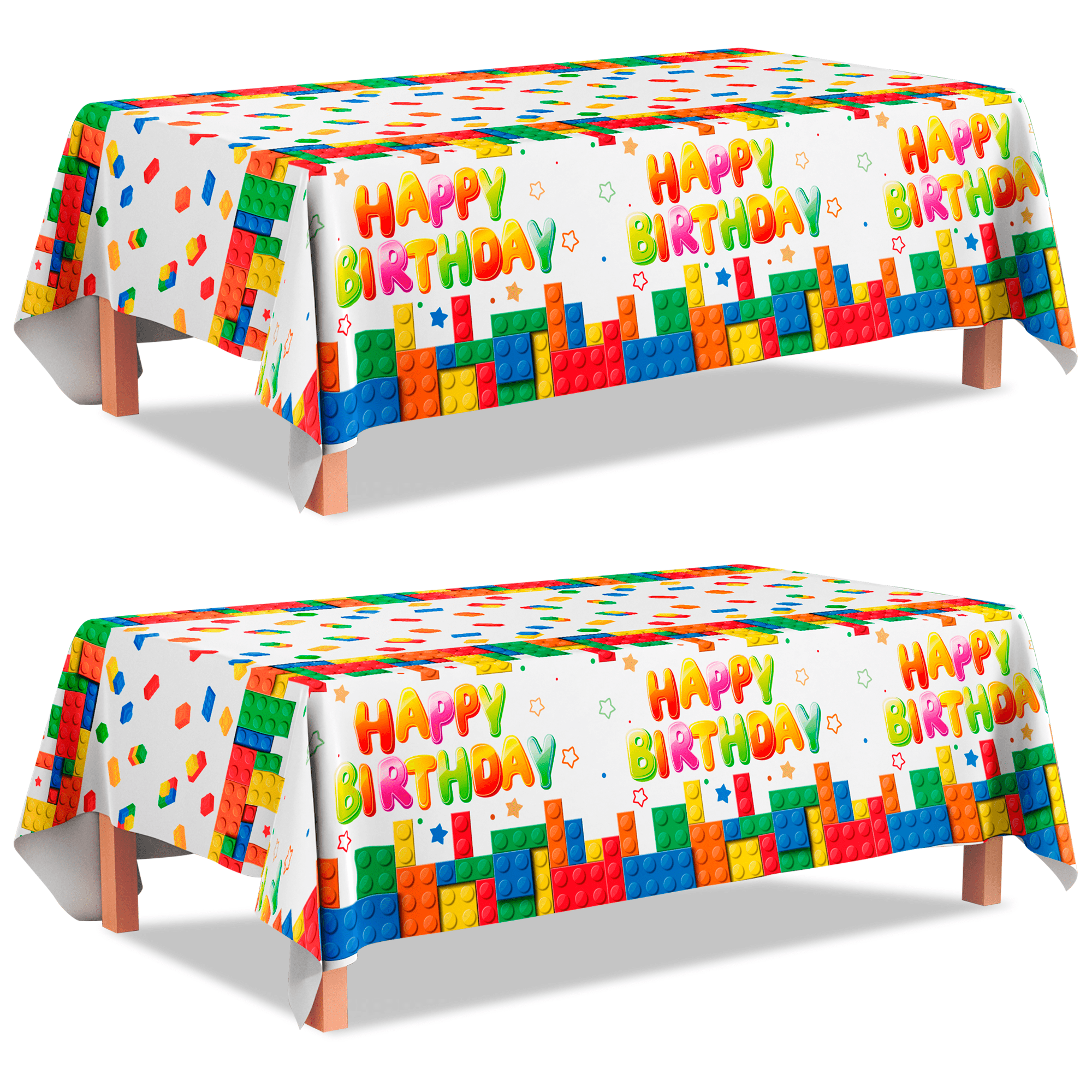 Building Block Party Tablecloths, 3pcs Building Block Party Decorations ...
