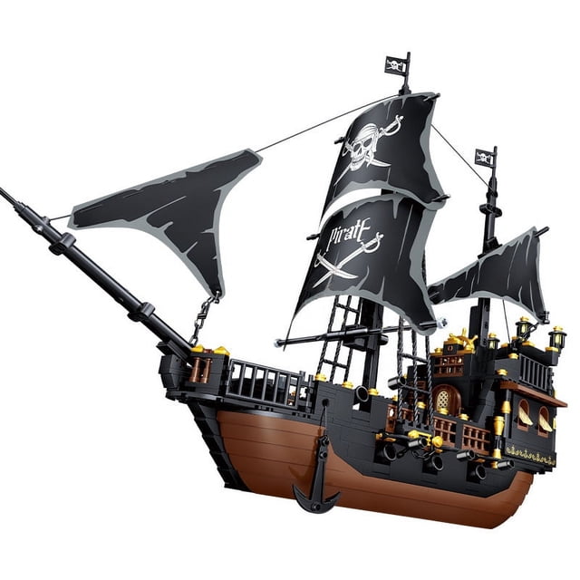 621pcs Building Block Set, Pirate Ship, Black Pearl Boat, Navy Warship ...