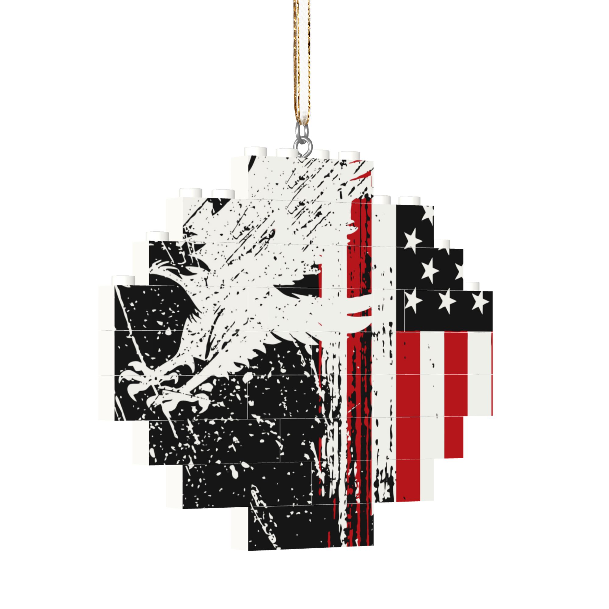 Building Block Puzzle Lozenge Cute American Flag Ornament Funny Gifts ...