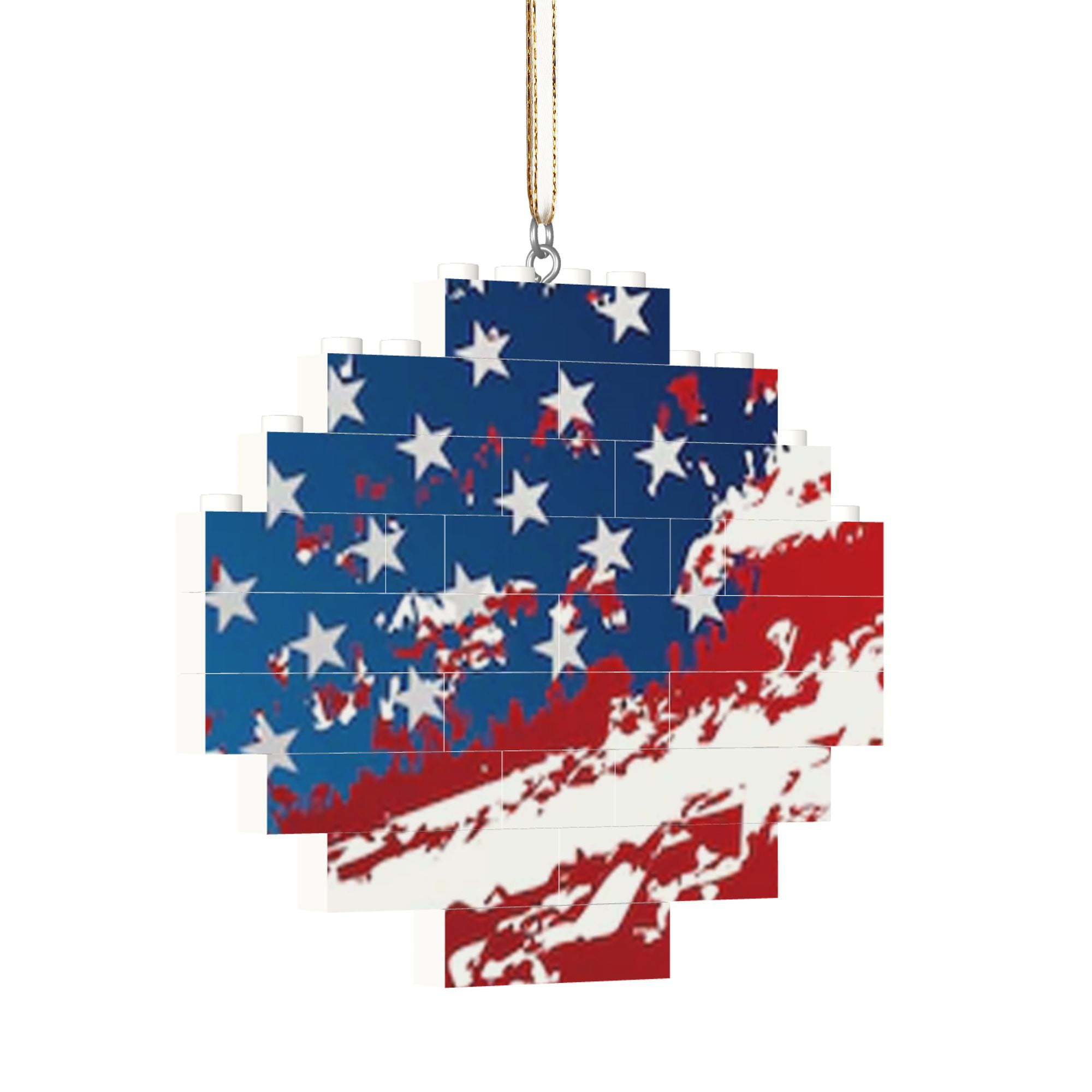 Building Block Puzzle Lozenge Cute American Flag Ornament Funny Gifts ...