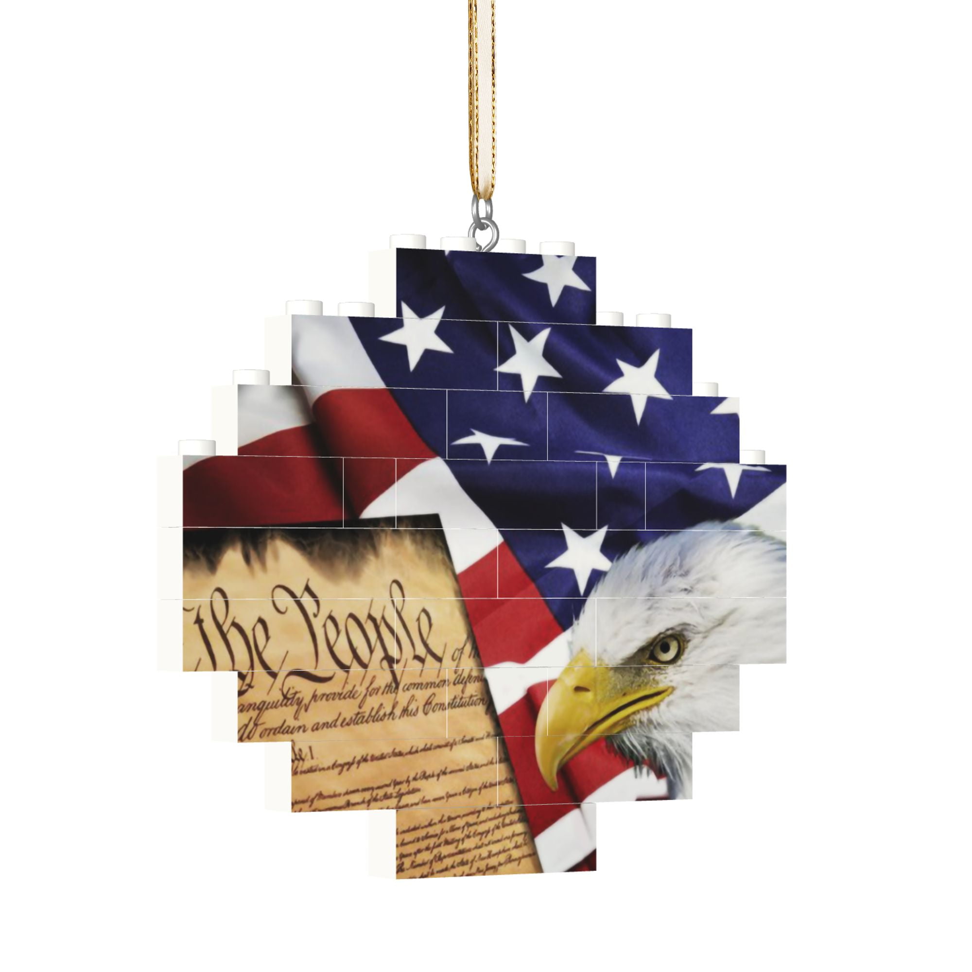 Building Block Puzzle Lozenge Cute American Flag Ornament Funny Gifts ...