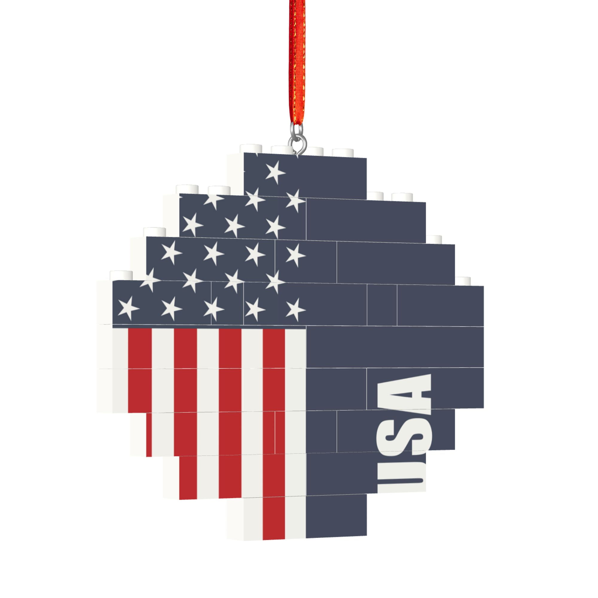 Building Block Puzzle Lozenge Cute American Flag Usa Ornament Funny ...