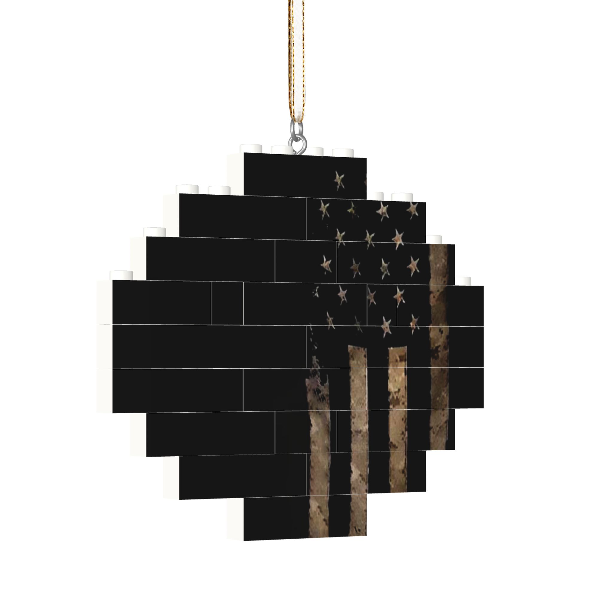 Building Block Puzzle Lozenge Cute Distressed American Flag Ornament ...