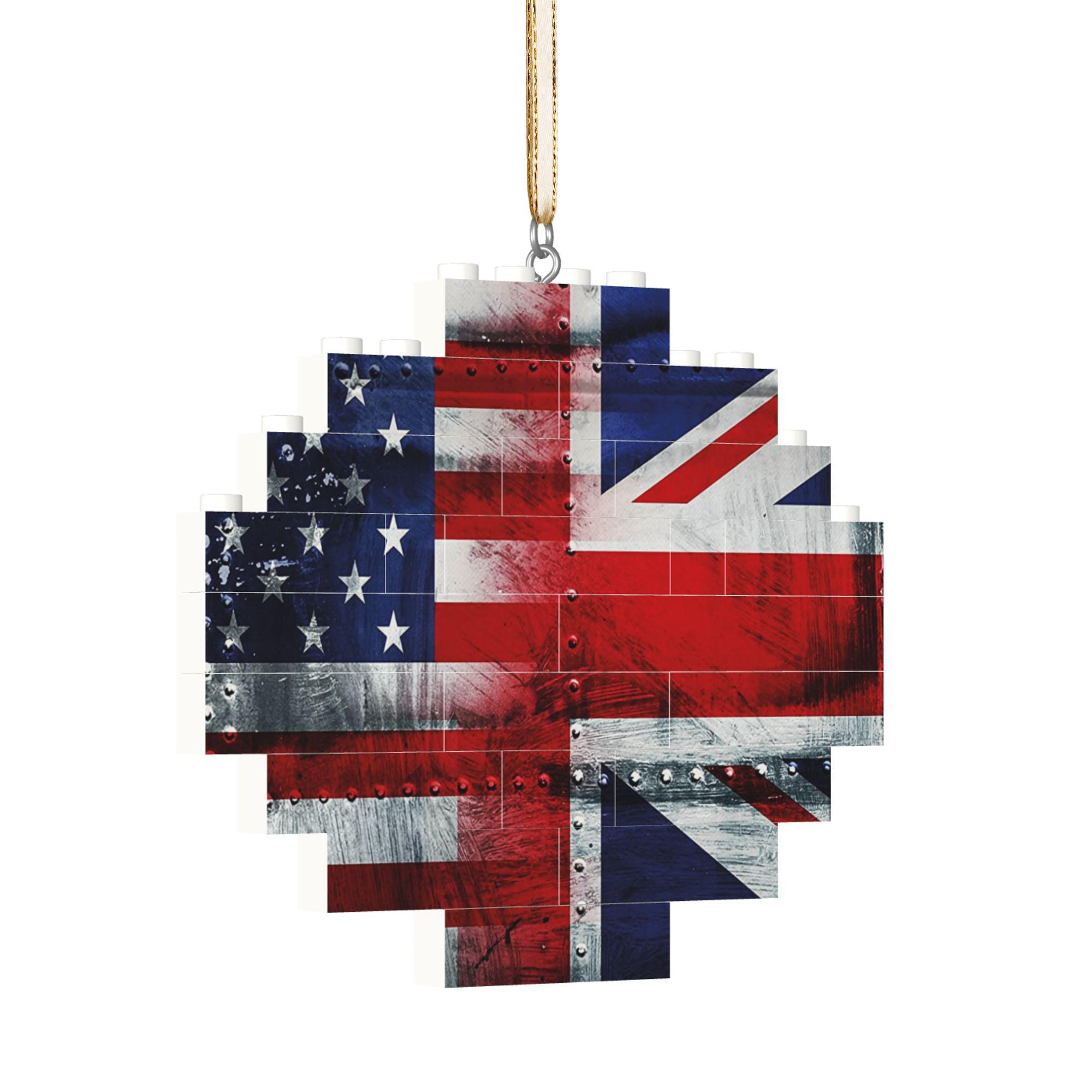 Building Block Puzzle Lozenge Cute Of Uk And Usa Flags Vintage Ornament ...