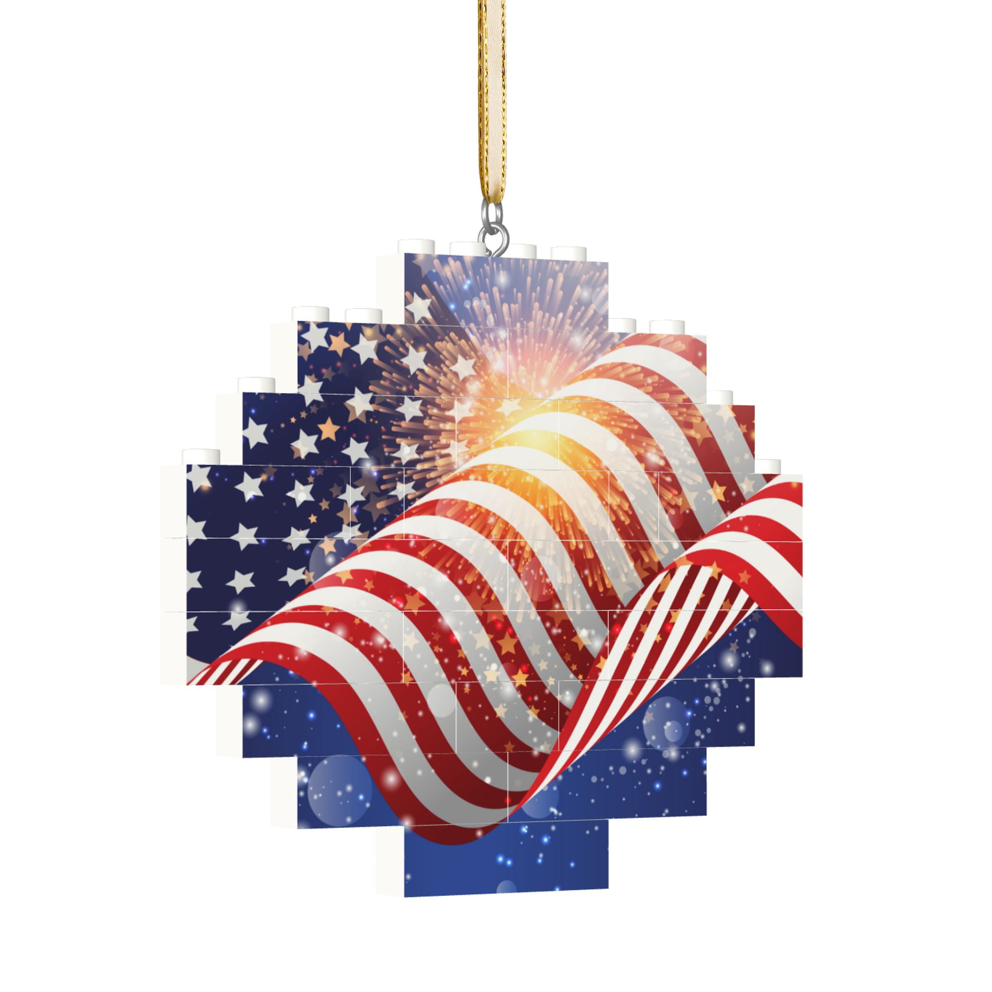 Building Block Puzzle Lozenge Cute Red-Blue-White-American Ornament Funny Gifts - Walmart.com
