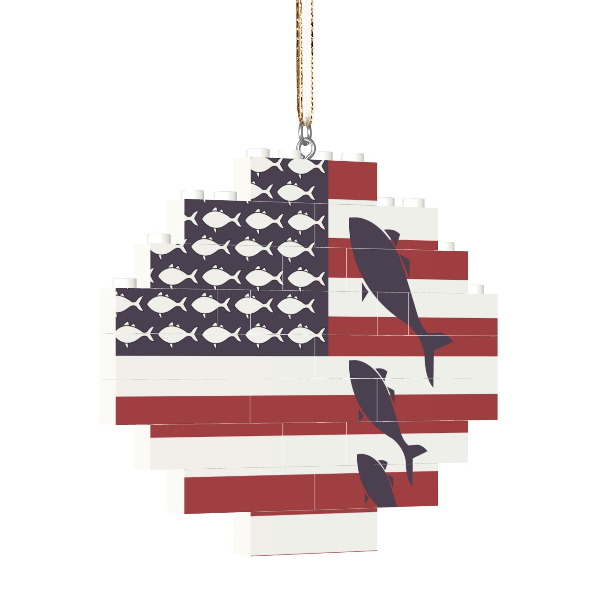 Building Block Puzzle Lozenge Cute Usa-Flag-FishOrnament Funny Gifts ...
