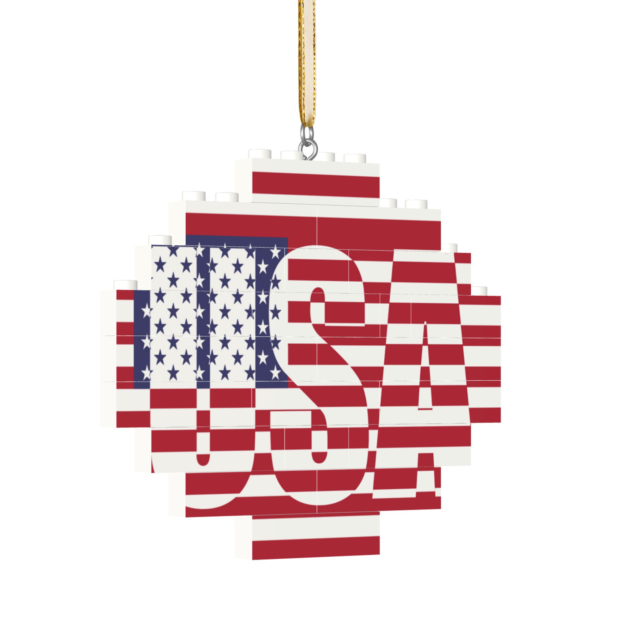 Building Block Puzzle Lozenge Cute Usa Flag Ornament Funny Gifts ...