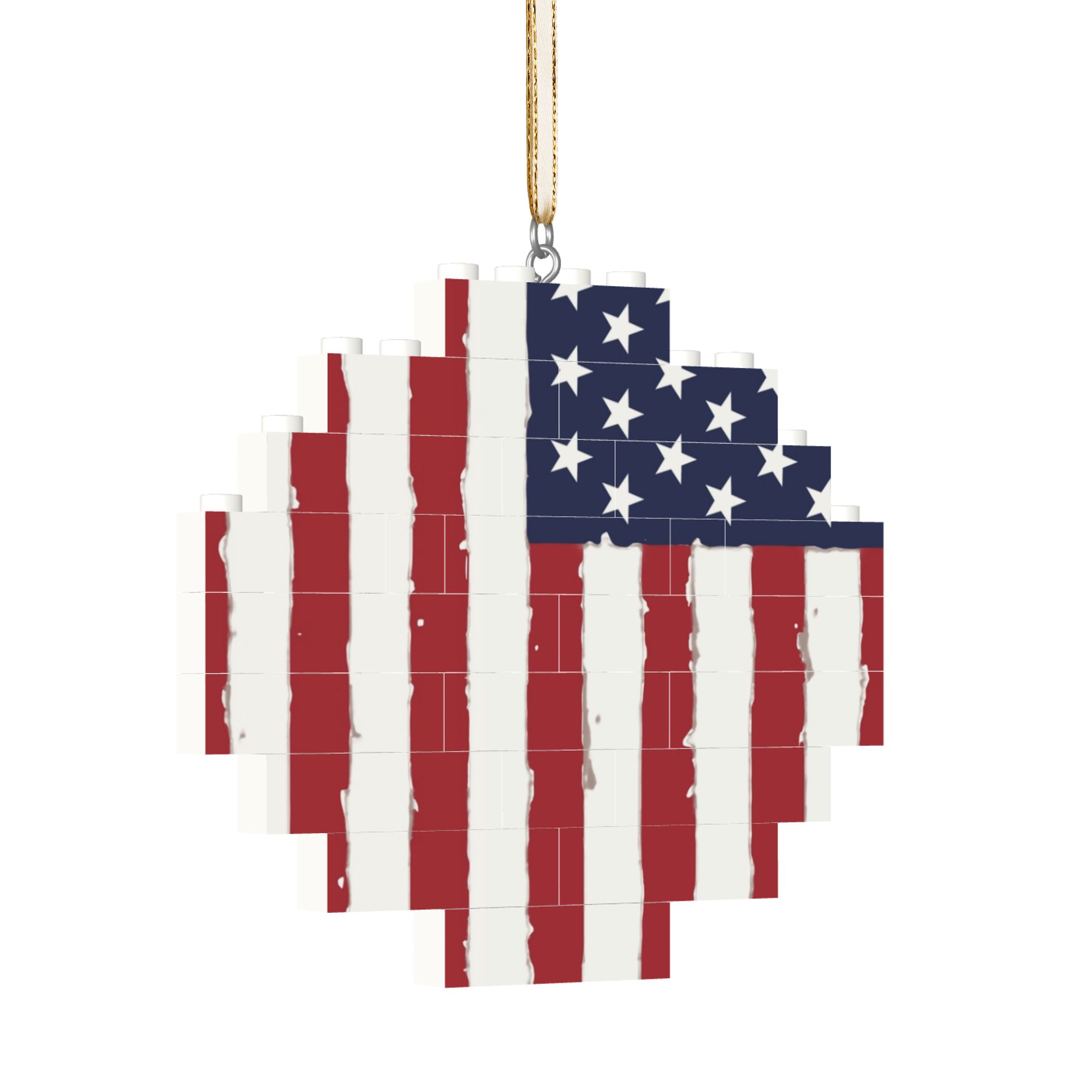 Building Block Puzzle Lozenge Cute Usa Flag Ornament Funny Gifts ...