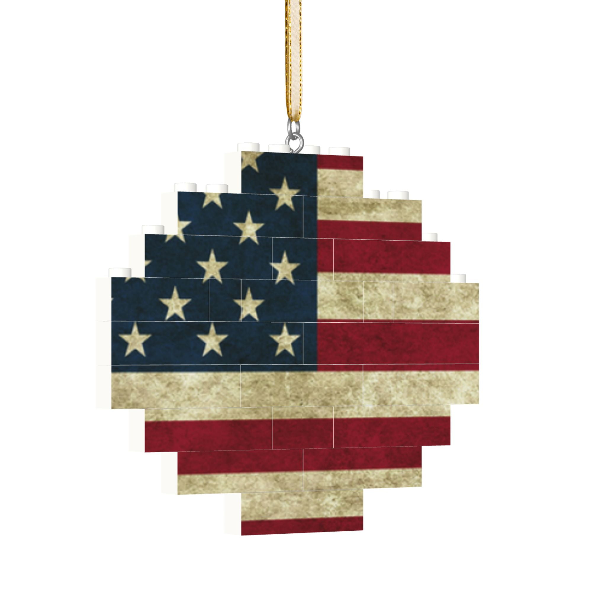 Building Block Puzzle Lozenge Cute Vintage American Flag Ornament Funny ...