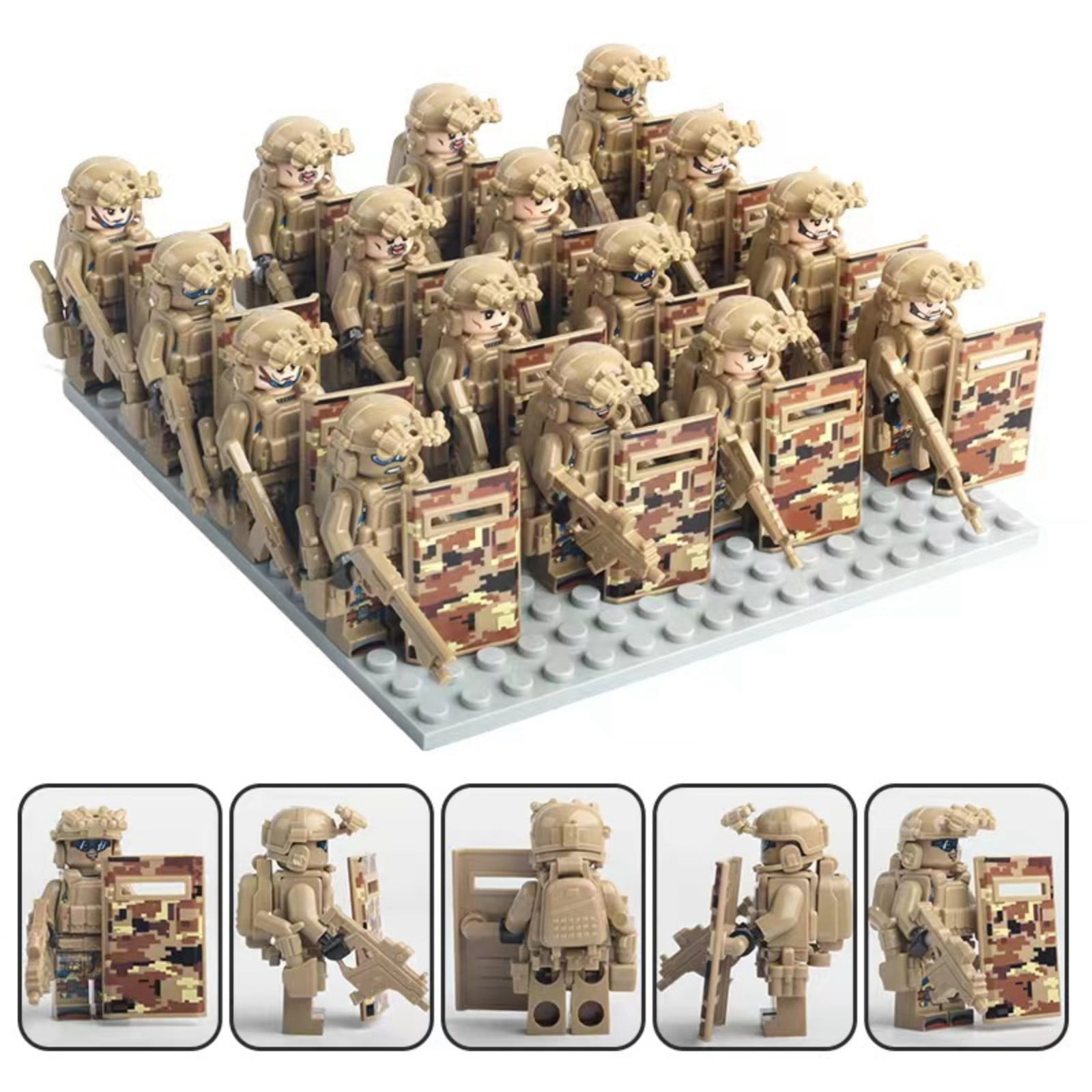Building Block Soldier Minifigure Set of 16, Army Soldier Action ...