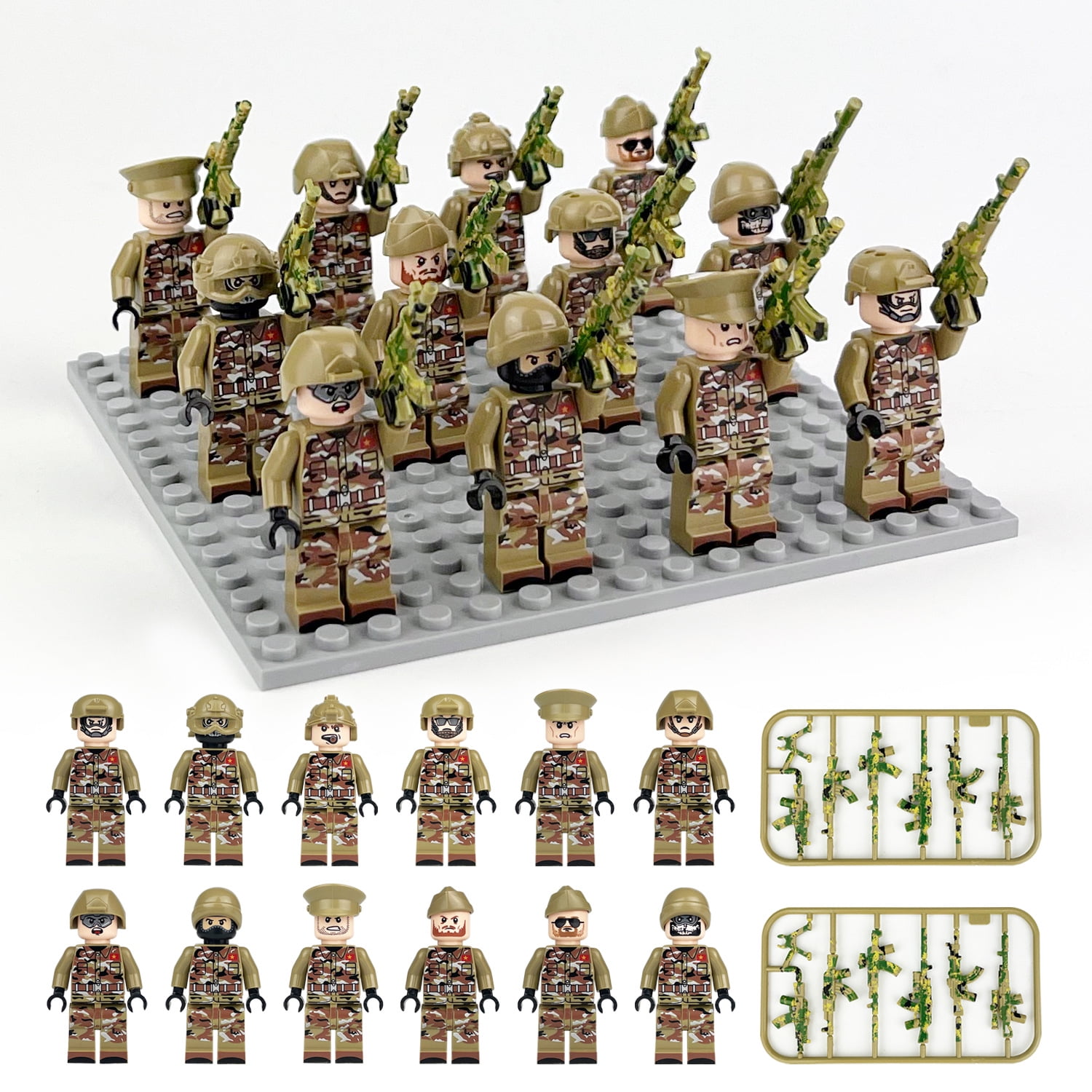 Building Block Soldier Minifigure Set of 24, Army Soldier Action ...