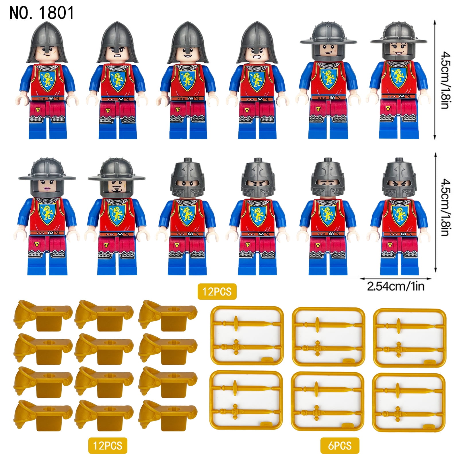 Building Block Soldier Minifigure Set of 12 , Medieval Army Soldier ...