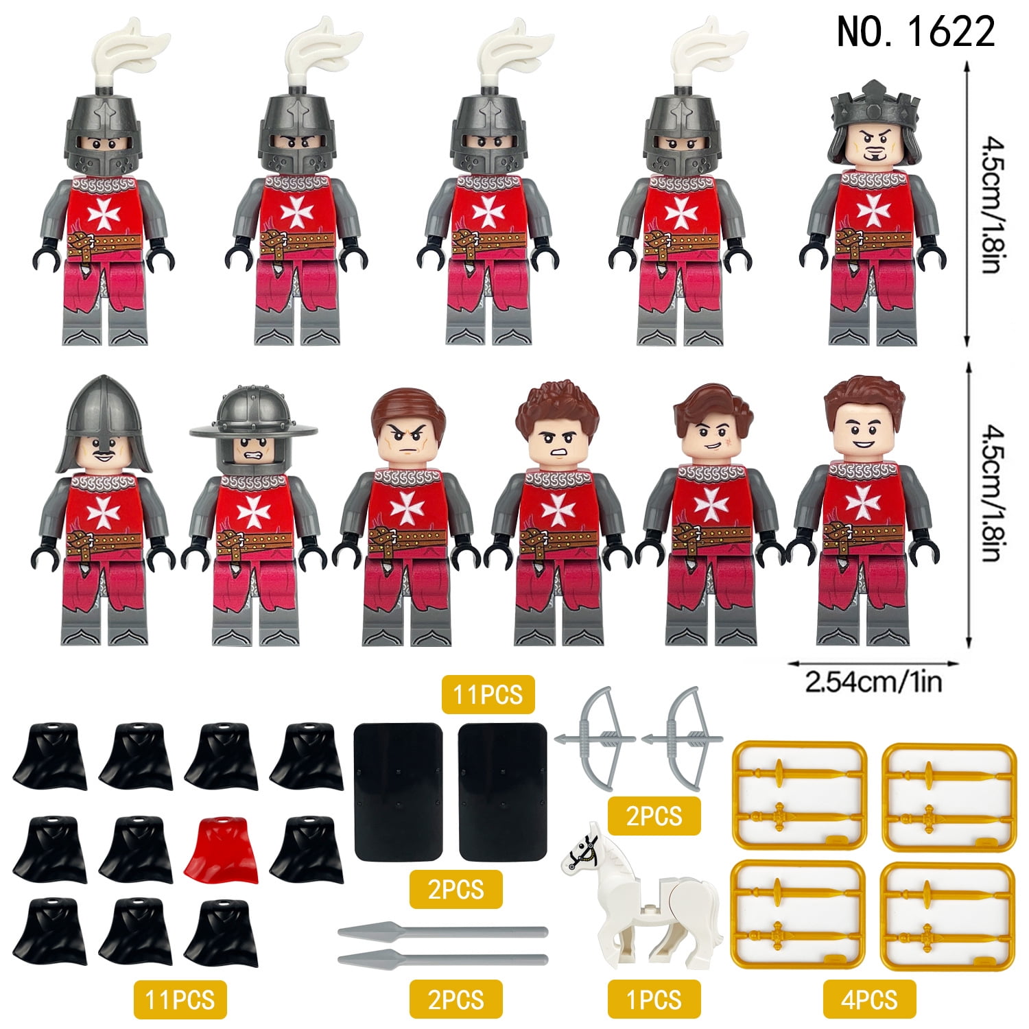 Building Block Soldier Minifigure Set of 12 , Medieval Army Soldier ...