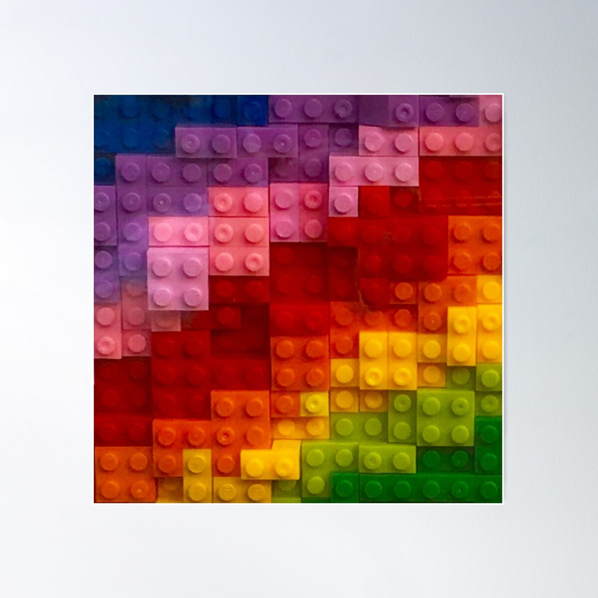 Building Block Style Rainbow Colours Poster Wall Art, Modern Wall Decor ...