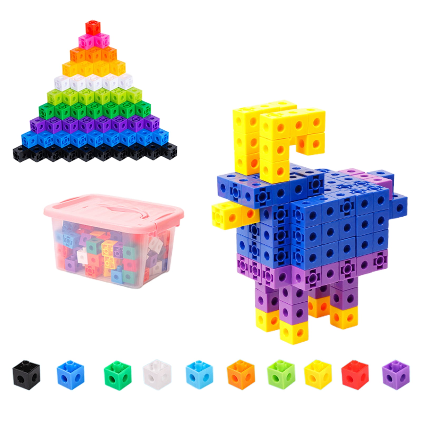 Building Block Toy Colorful Stacking Building Brick, Educational Cube ...