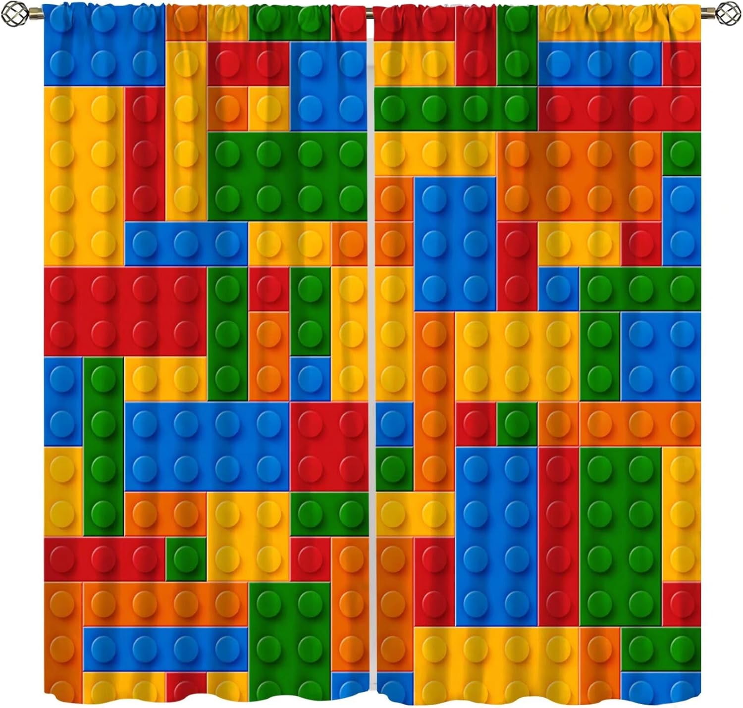 Building Block Toy Curtains，Abstract Contour Colorful Plastic Toy Brick ...