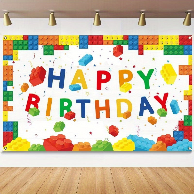 Building Blocks Birthday Banners Color Building Blocks Birthday Party ...