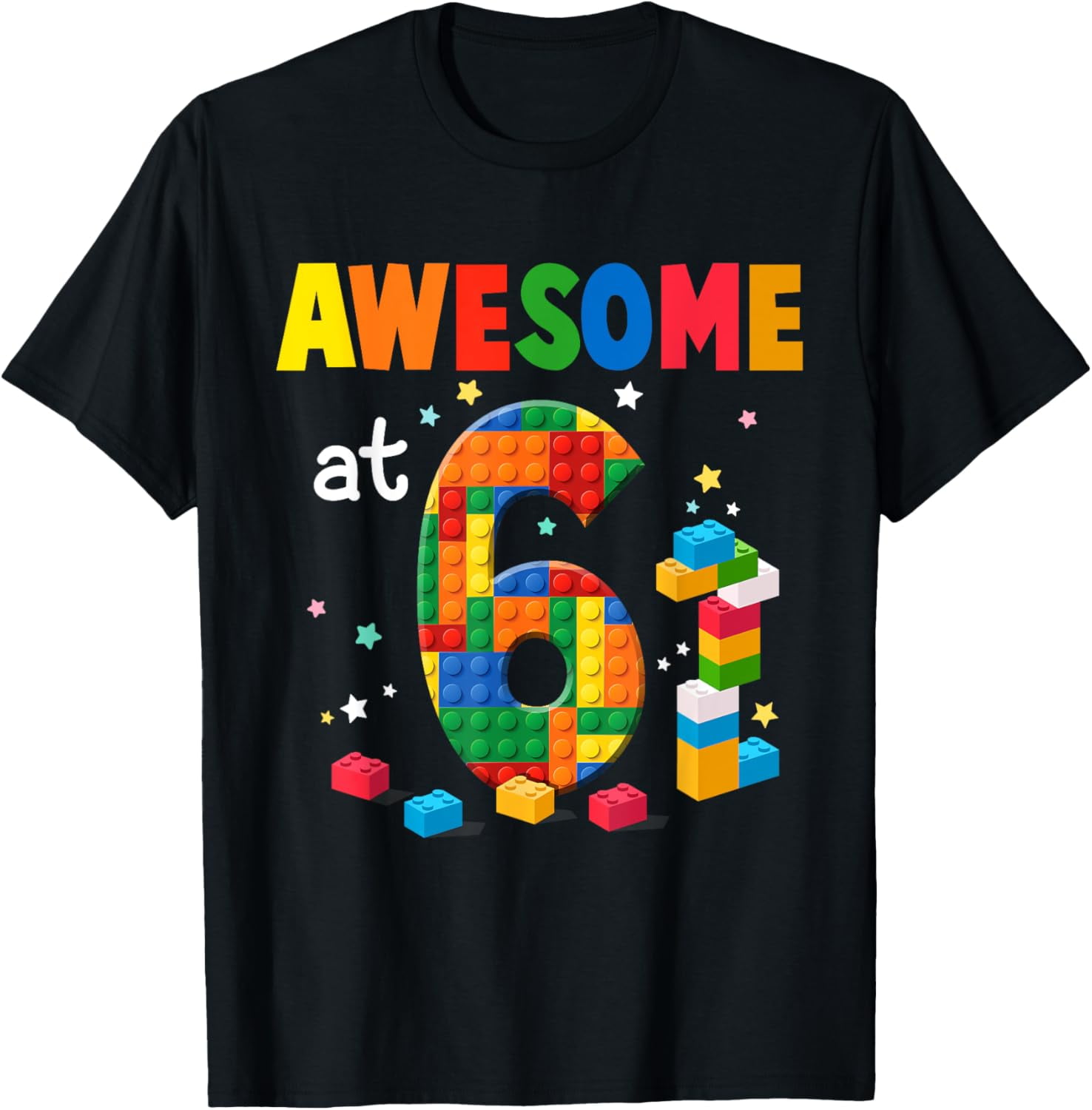 Building Blocks Brick 6th Birthday Shirt 6 Year Old Boy Gift T-Shirt ...