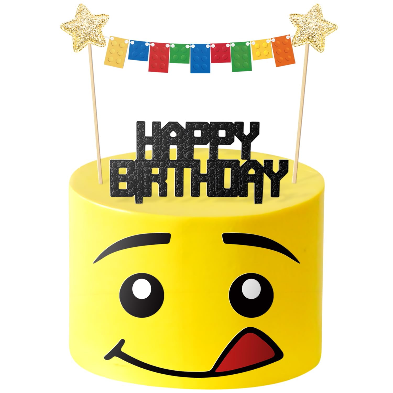 Building Blocks Cake Topper,Star Flag Banners FSH1 Bunting Banner Cake ...