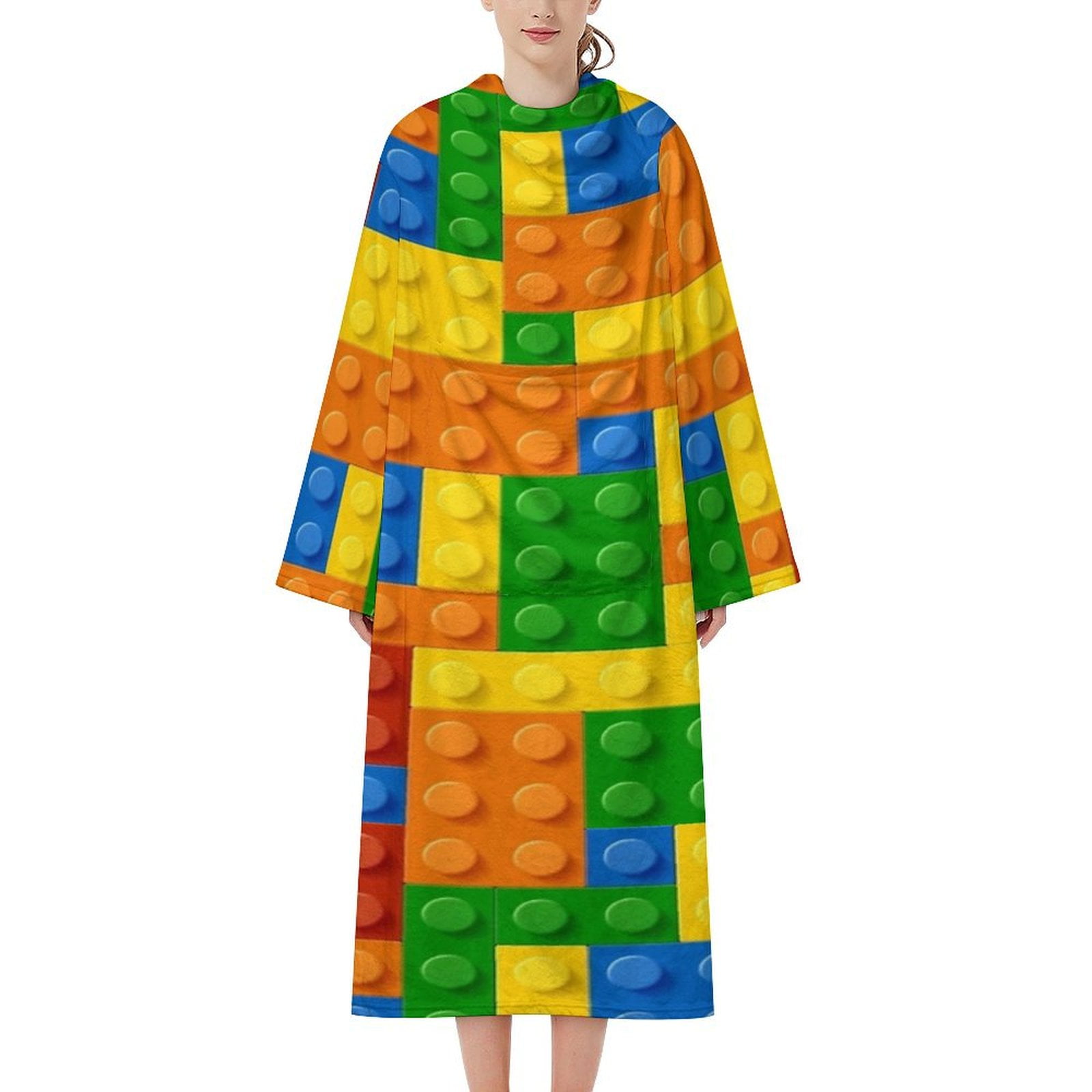 Building Blocks Construction Brick Bathrobe Plush Bathrobe Cozy Unisex ...