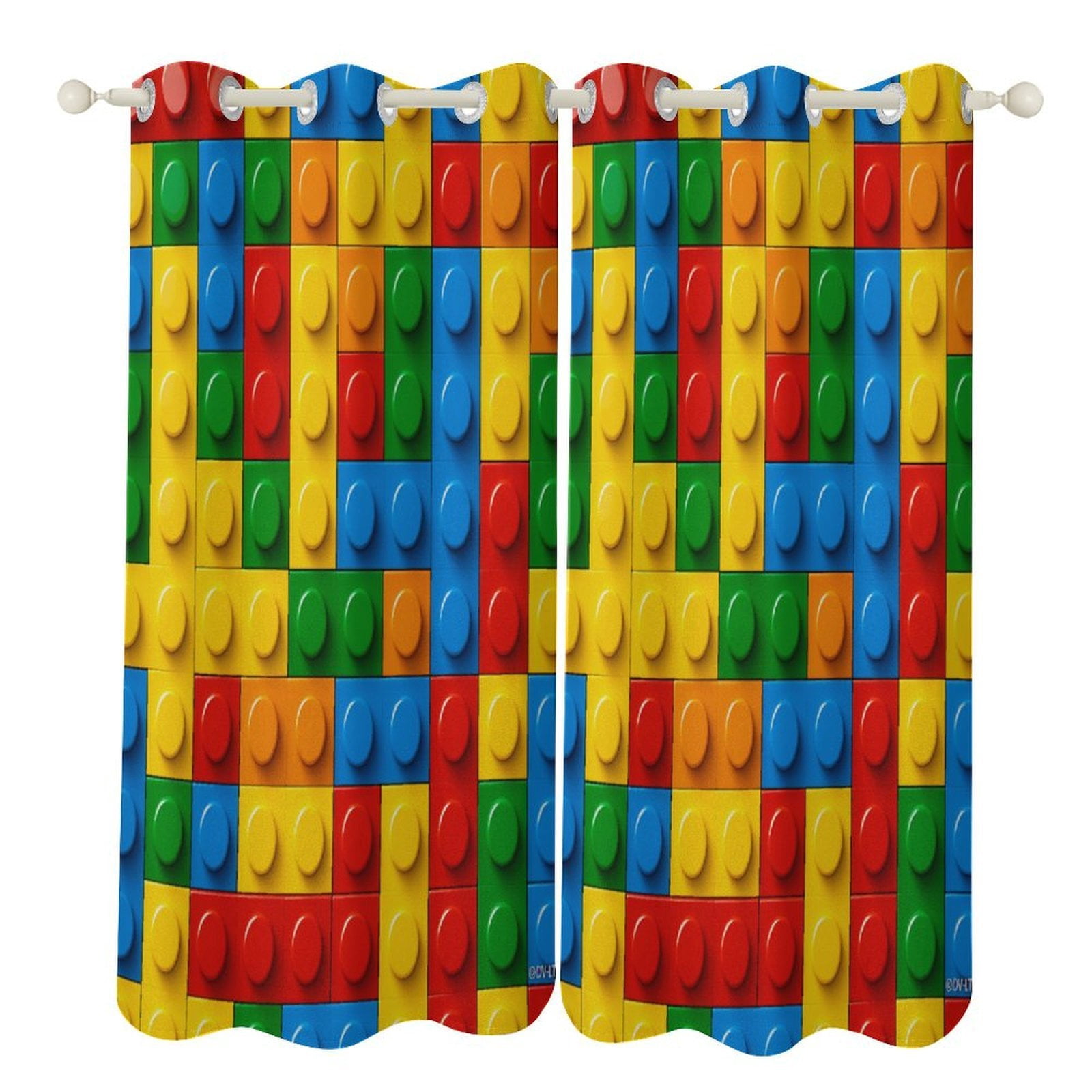 Building Blocks Construction Brick Blackout Curtains Window Drapes Room ...