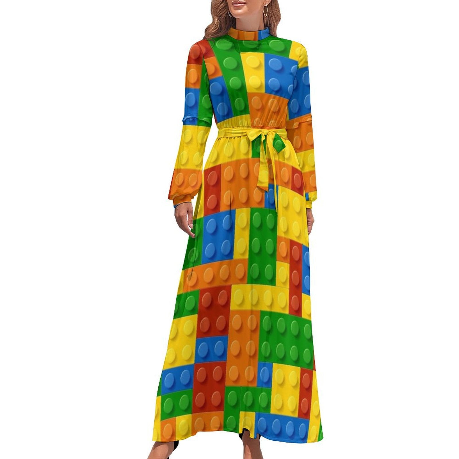 Building Blocks Construction Brick Long Dress Female clothing Womens ...