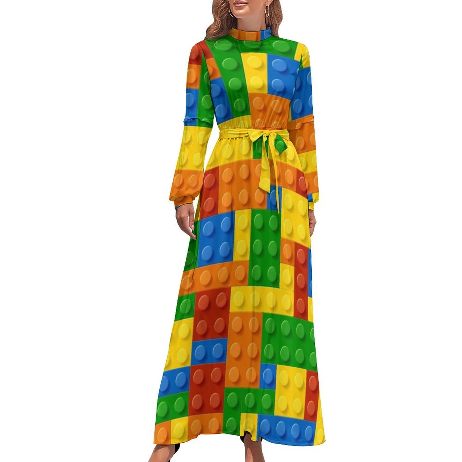 Building Blocks Construction Brick Long Dress Women's Summer Skirt ...