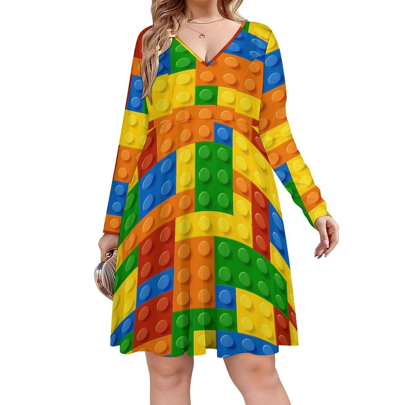Building Blocks Construction Brick Long Sleeve Dresses For Women ...