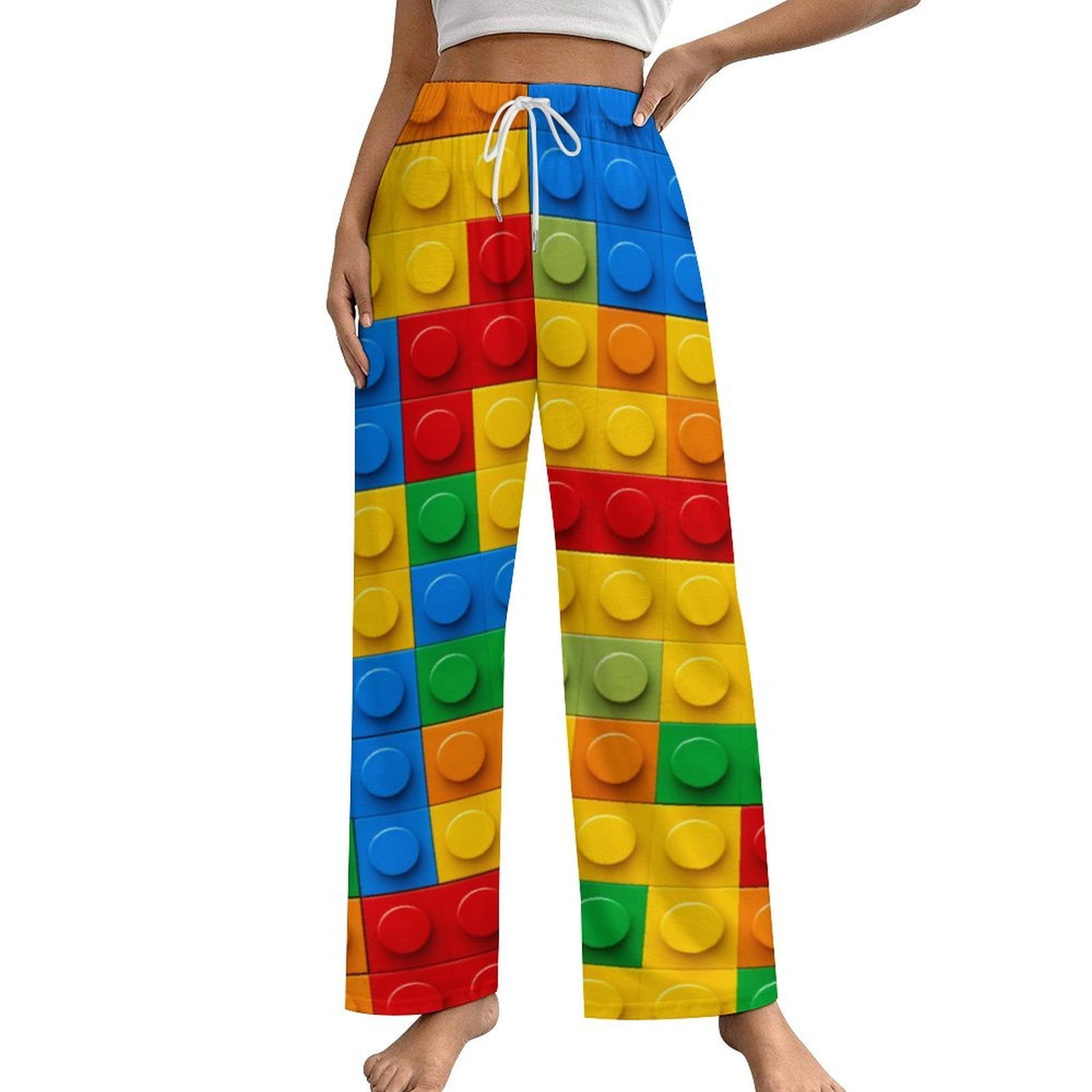 Building Blocks Construction Brick Pajama Pants Loose Pajamas Female ...