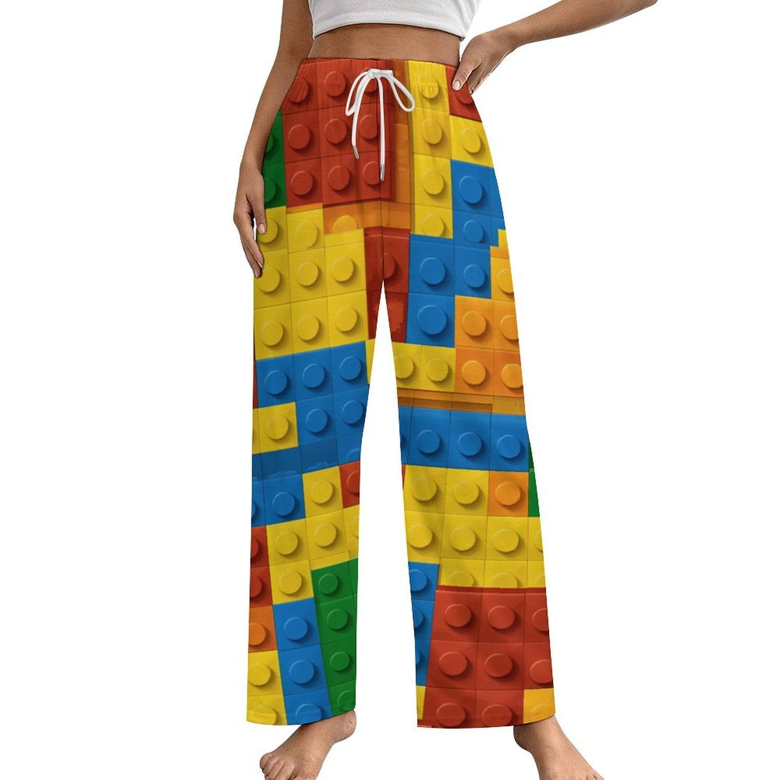 Building Blocks Construction Brick Pajama Pants Loose Pajamas Female ...