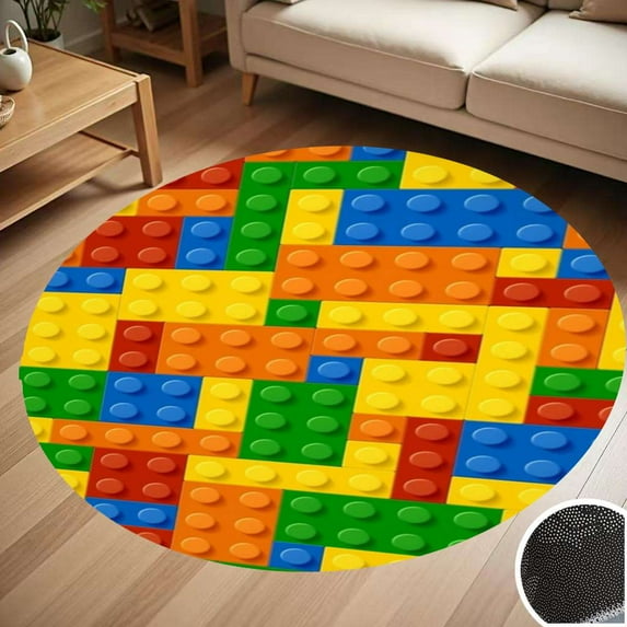 Building Blocks Construction Brick Round Carpet Living Room Bedroom ...