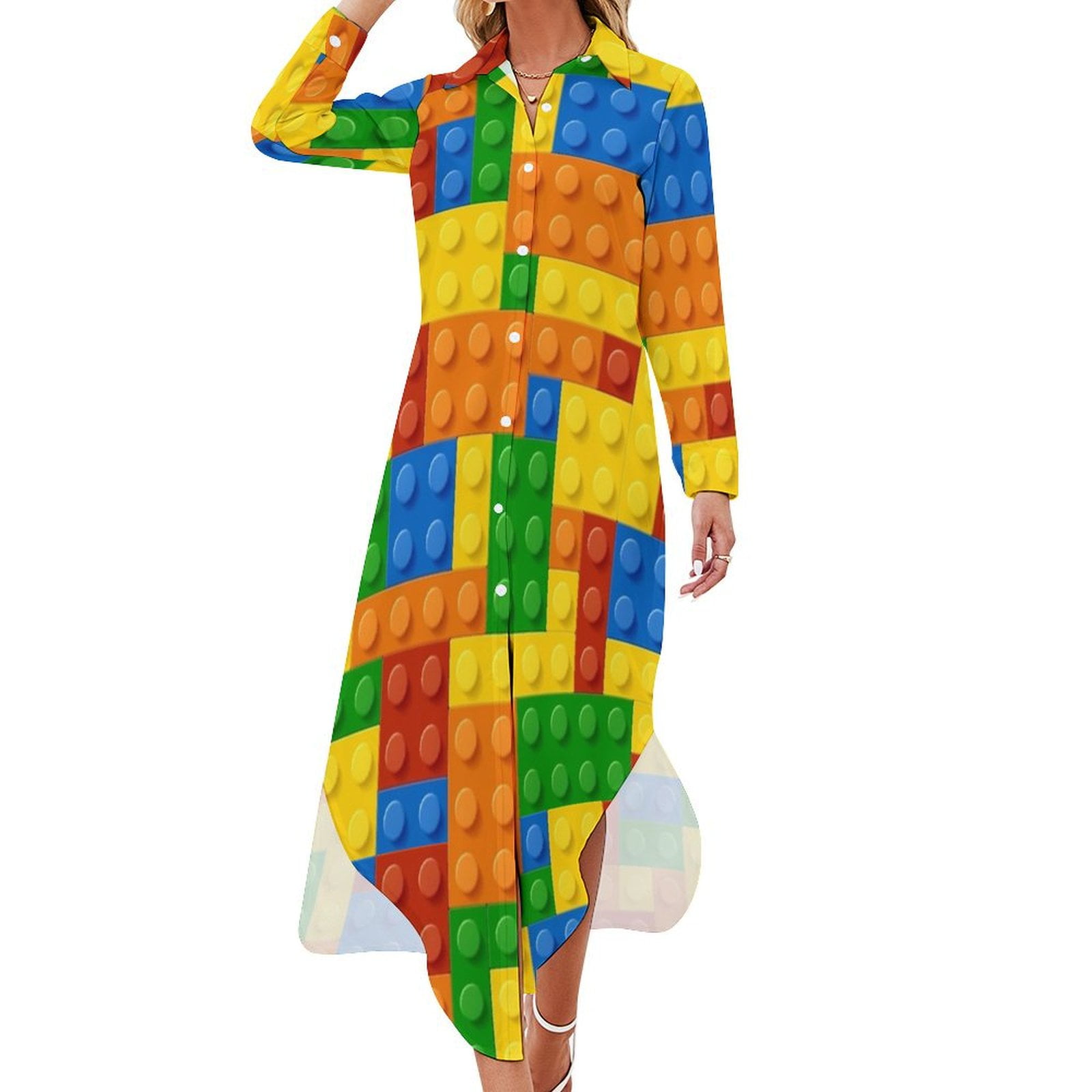 Building Blocks Construction Brick Shirt Dress Long Sleeve Street ...