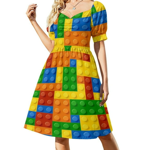 Building Blocks Construction Brick Short Sleeve Dress Clothes Women's ...