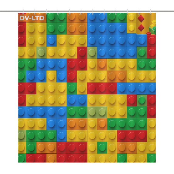 Building Blocks Construction Brick Shower Curtain Bathroom Curtains ...