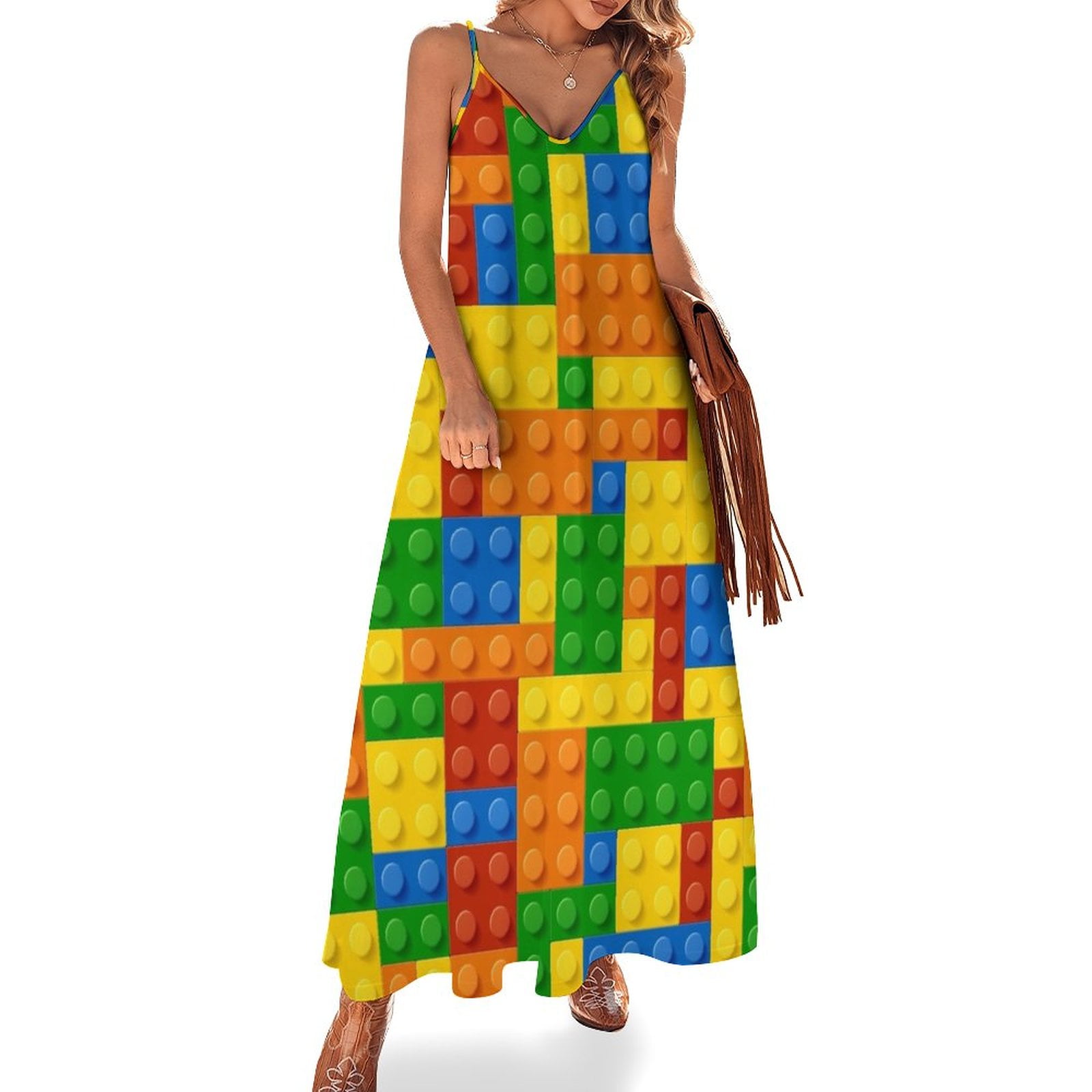Building Blocks Construction Brick Sleeveless Dress summer dress for ...
