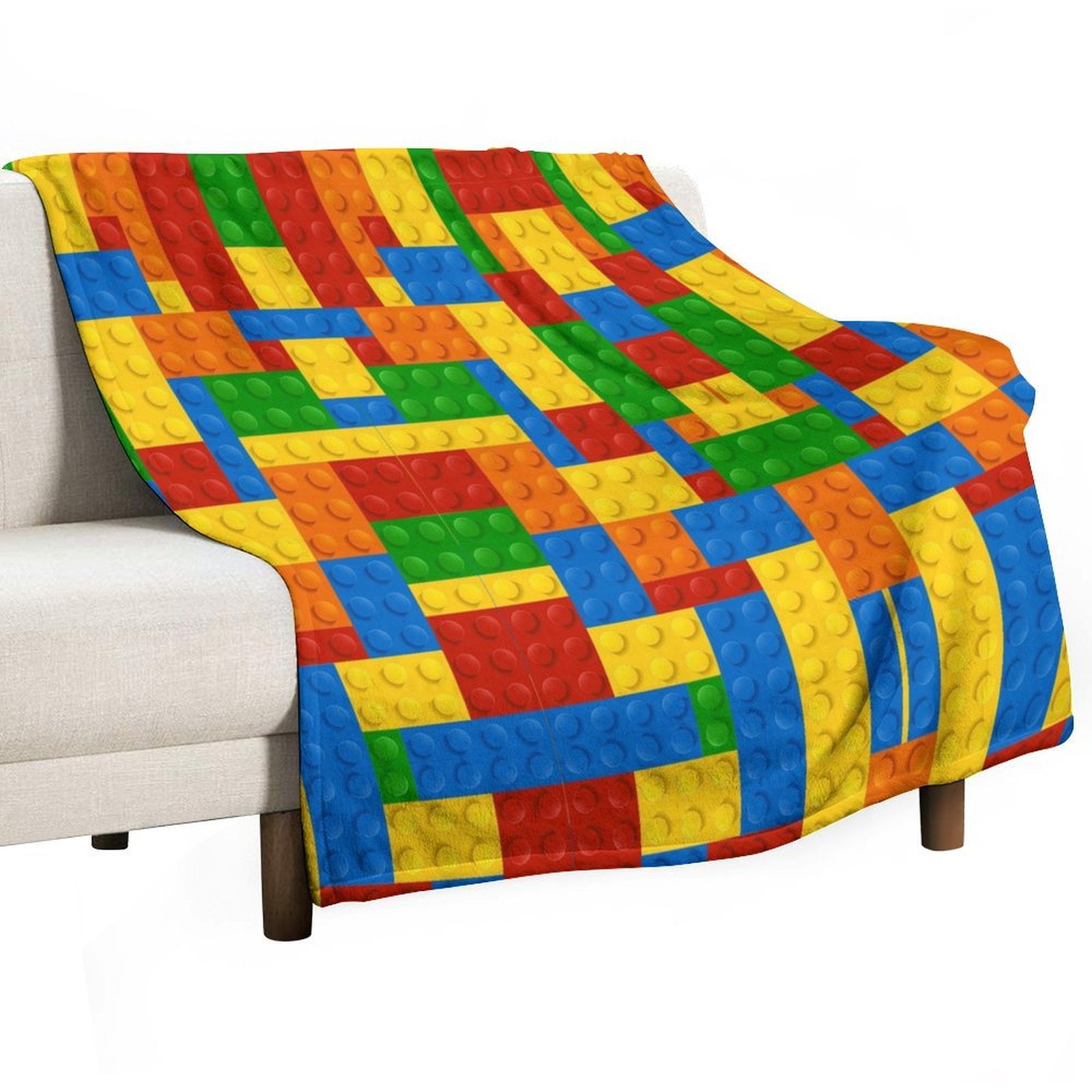 Building Blocks Construction Brick Soft Print Blanket Throw Blankets ...