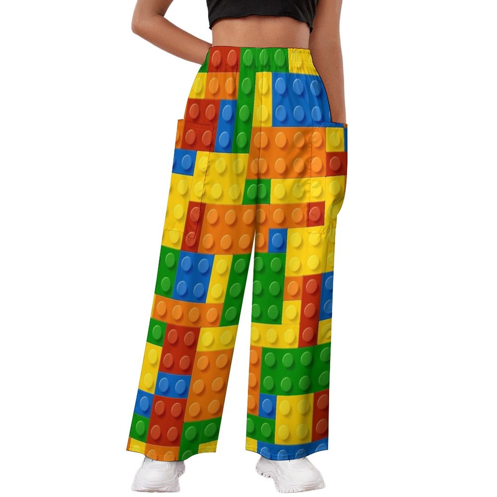 Building Blocks Construction Brick Straight Leg Trousers for Women High ...
