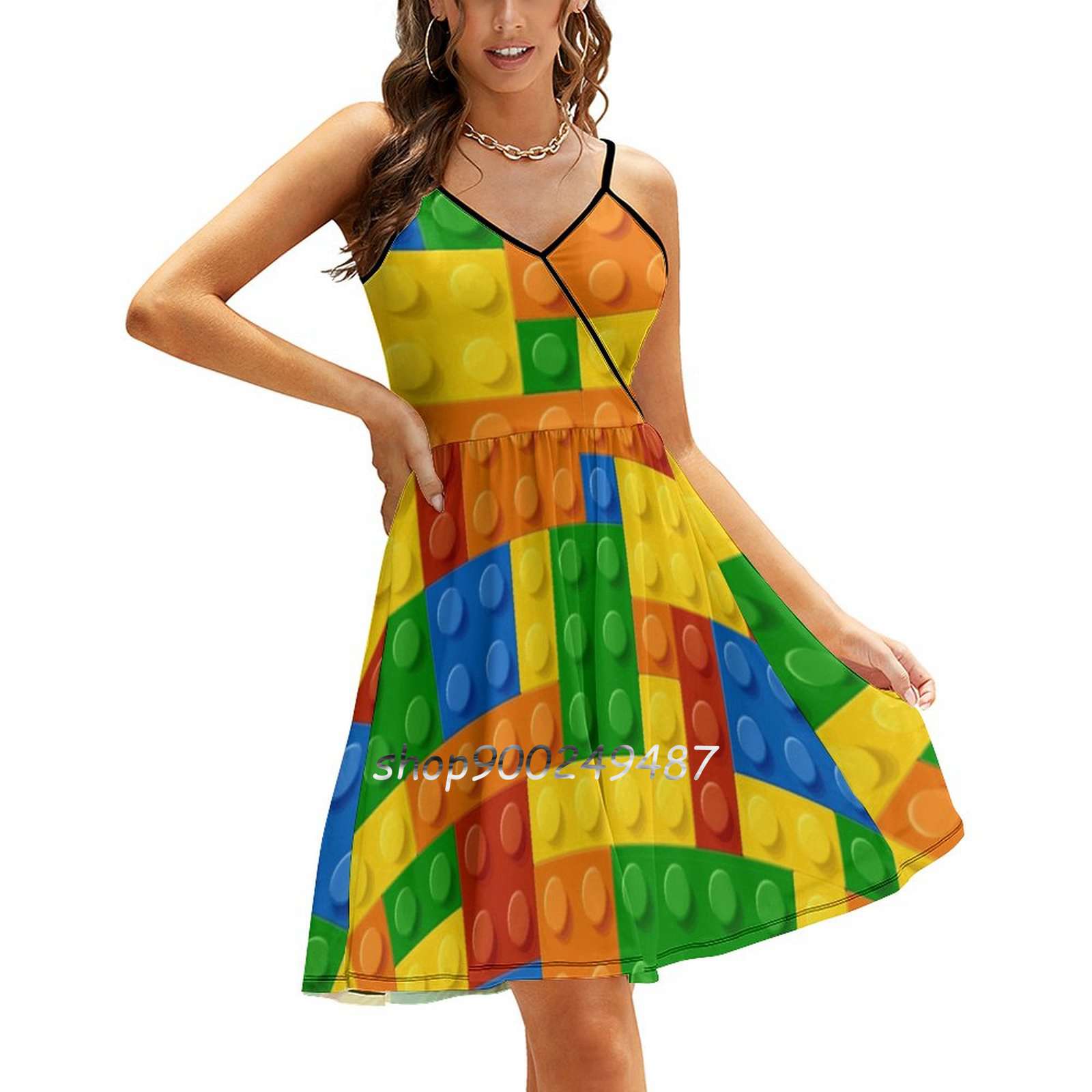 Building Blocks Construction Brick Sweet Elegant Dress Women Korean ...