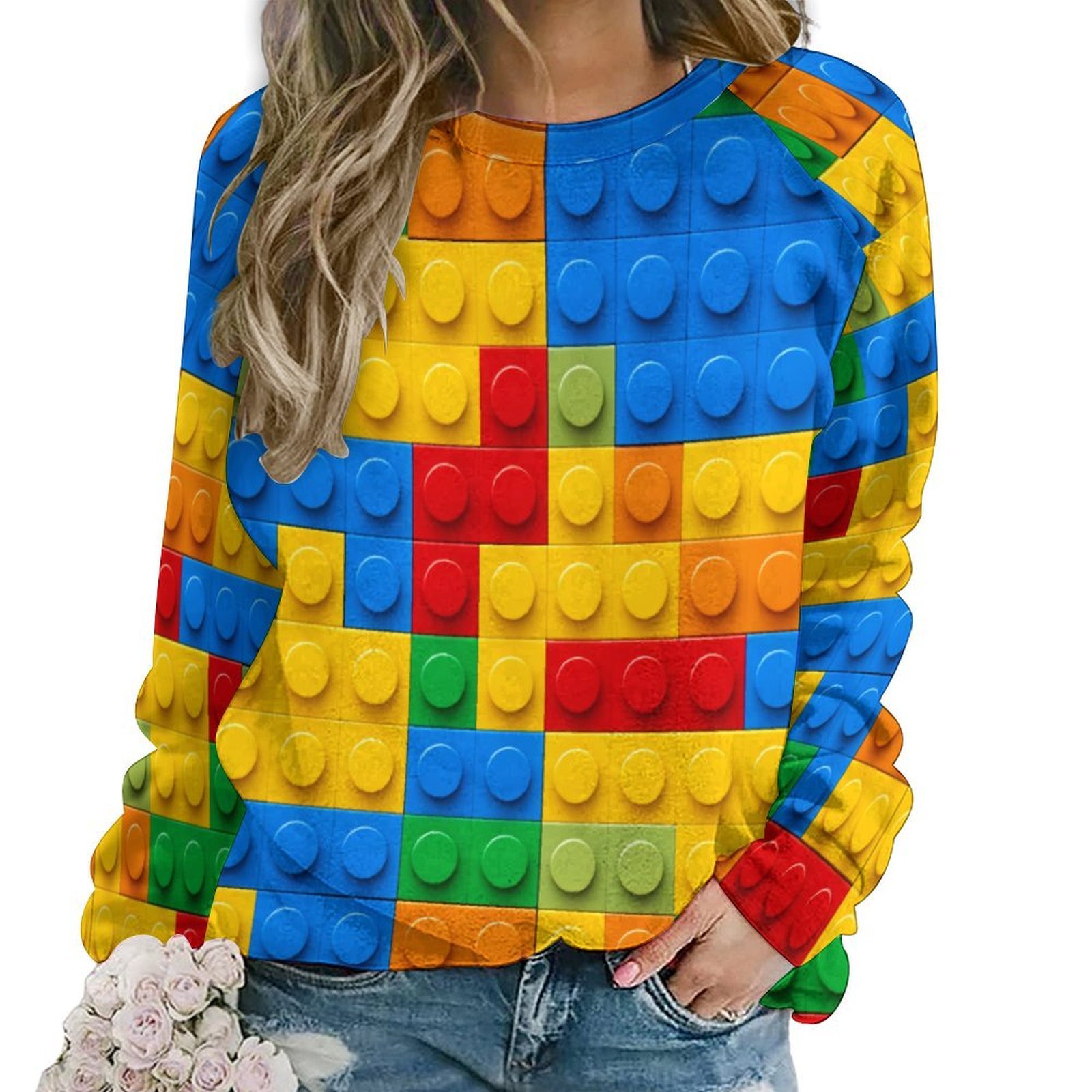 Building Blocks Construction Brick Women Casual Long Sleeve Hoodie ...