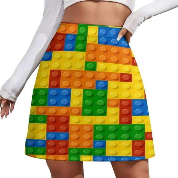 Building Blocks Construction Brick Women's High Waist Skirt Stretchy ...