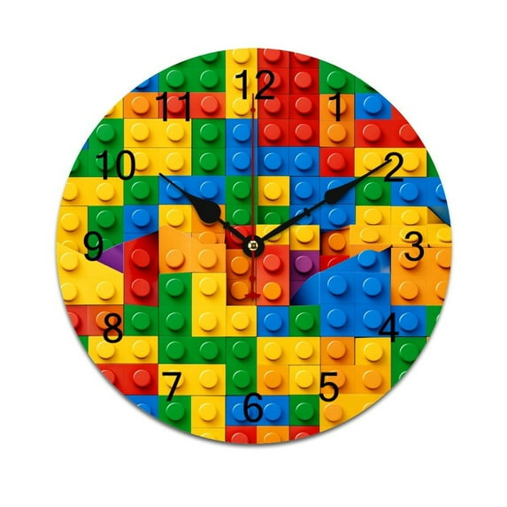 Building Blocks Construction Brick Word Saying Big Wall Clock Home ...