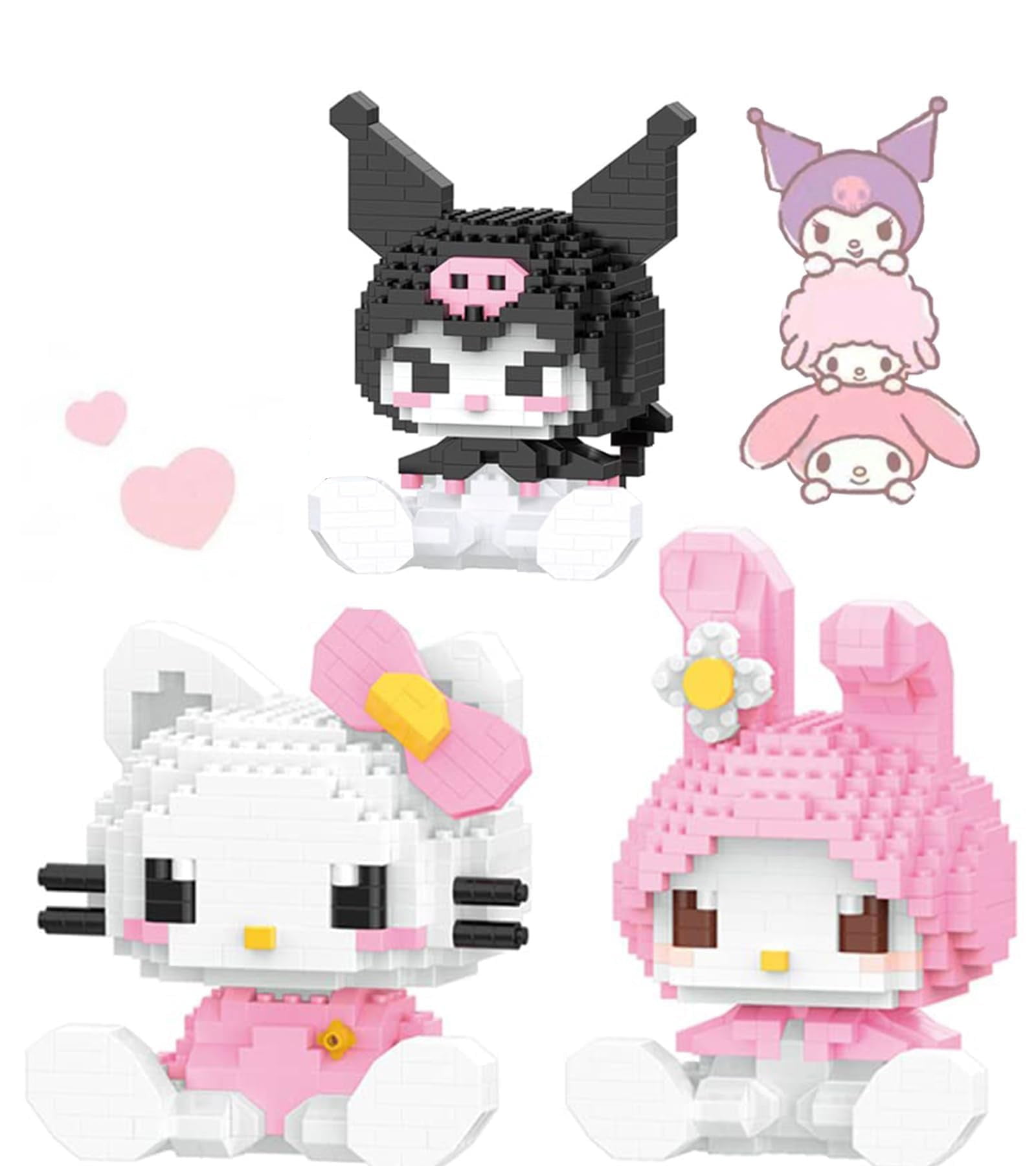 Building Blocks Hello Kitty Kuromi Melody Puzzles Cartoon Figures 3D ...