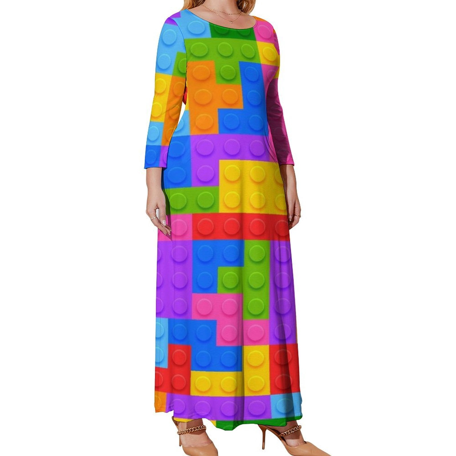 Building Blocks Long Sleeved Dress womans clothing dress party evening ...