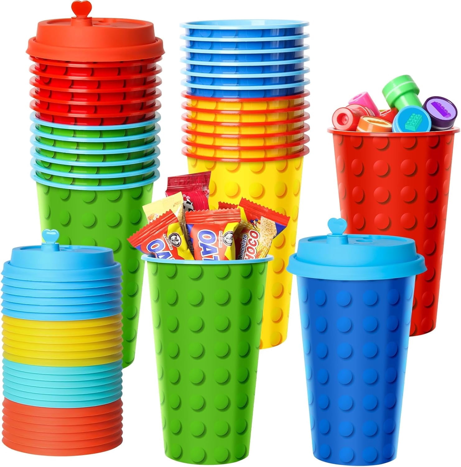 Building Blocks Party Favors Goodie Cups, 24 Pack Birthday Party Cups ...